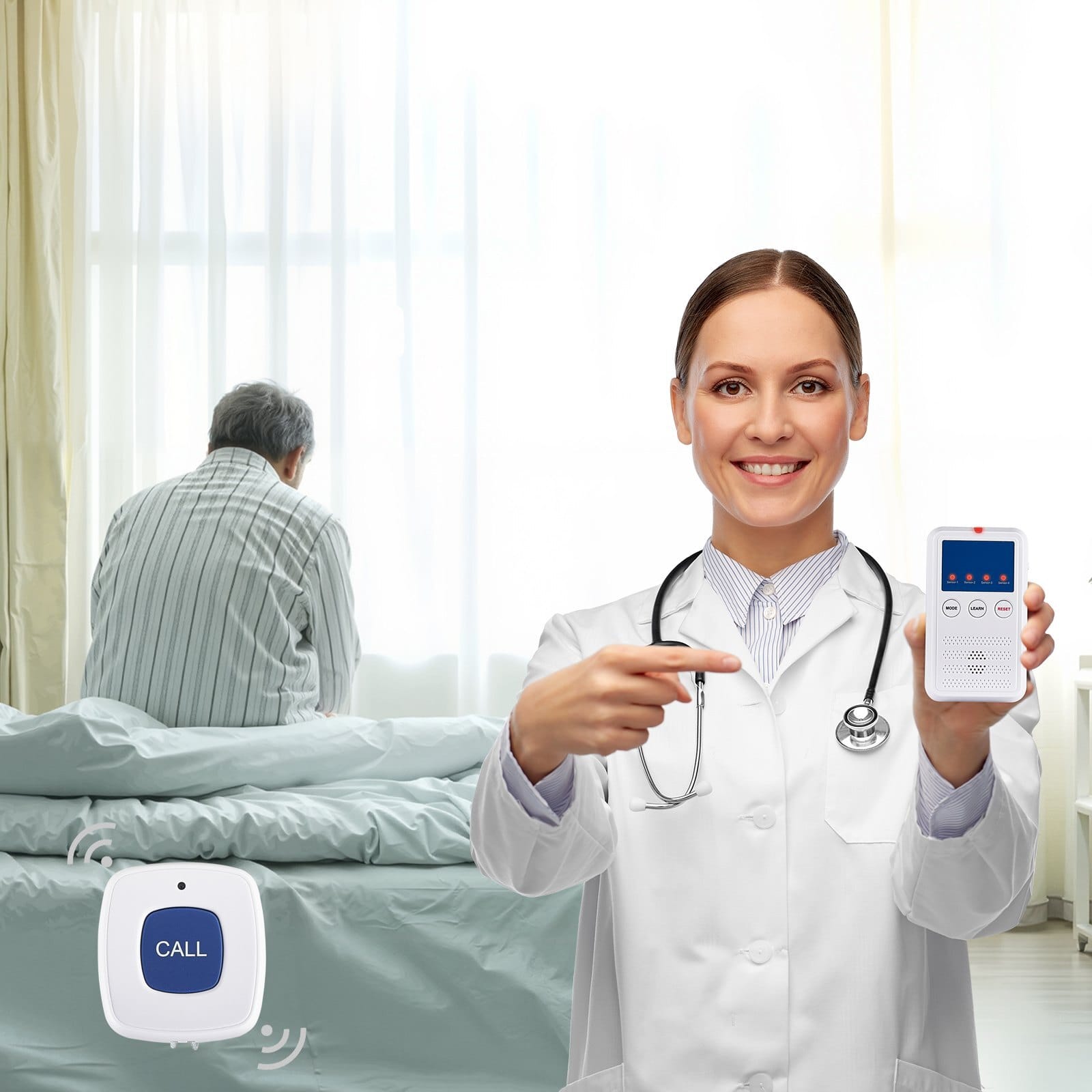 Early Alert Bed Alarm Wireless Bed Chair Sensor Pad Button