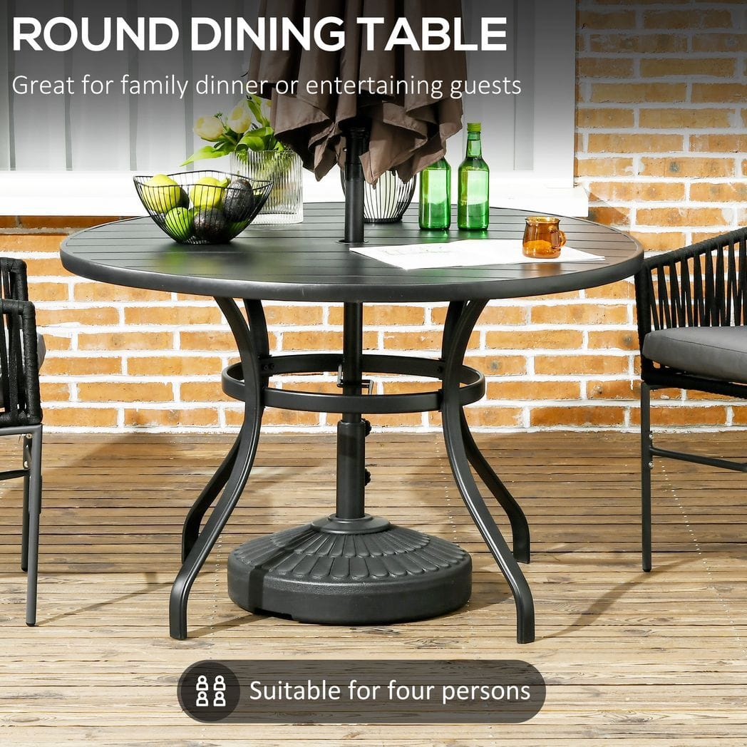 Outsunny Garden Table Parasol Hole Slatted Metal Black