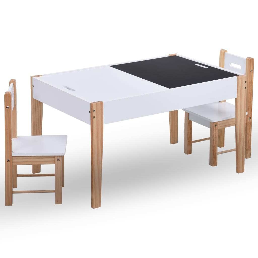 3 PIECE KIDS Storage Chalkboard Table Chair Set Black and White £130.60 ...