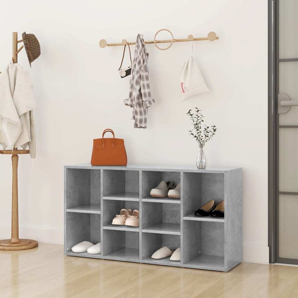 SHOE BENCH CONCRETE Grey 103x30x54.5 cm Engineered Wood £56.16 ...